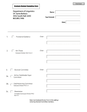 Fillable Online linguistics ucsb Graduate Student Committee Form Fax ...