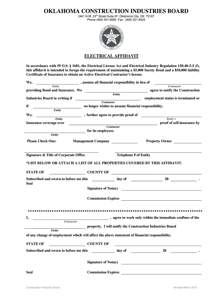 Fillable Online Electrical Affidavitdoc Fax Email Print - pdfFiller