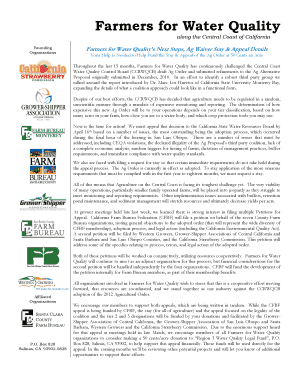 Fillable Online Farmers for Water Quality Fax Email Print - pdfFiller