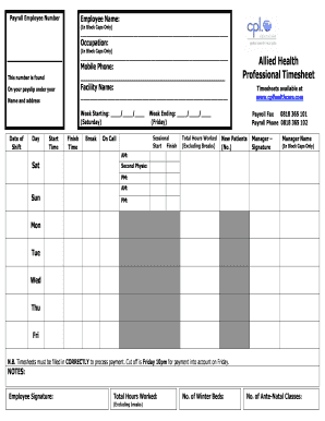 Fillable Online Allied Health This number is found Professional ...