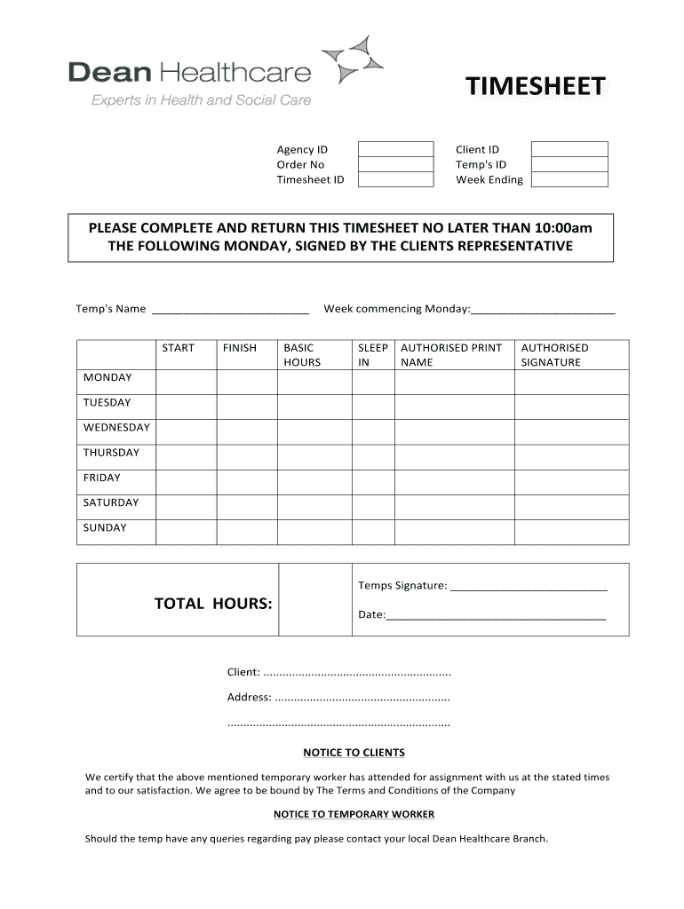 Fillable Online Timesheet Word.docx Fax Email Print - pdfFiller