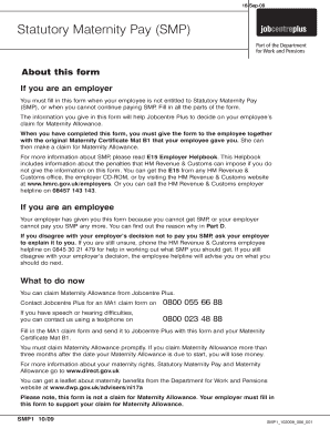 Fillable Online Statutory Maternity Pay SMP - The Office Concept Fax ...