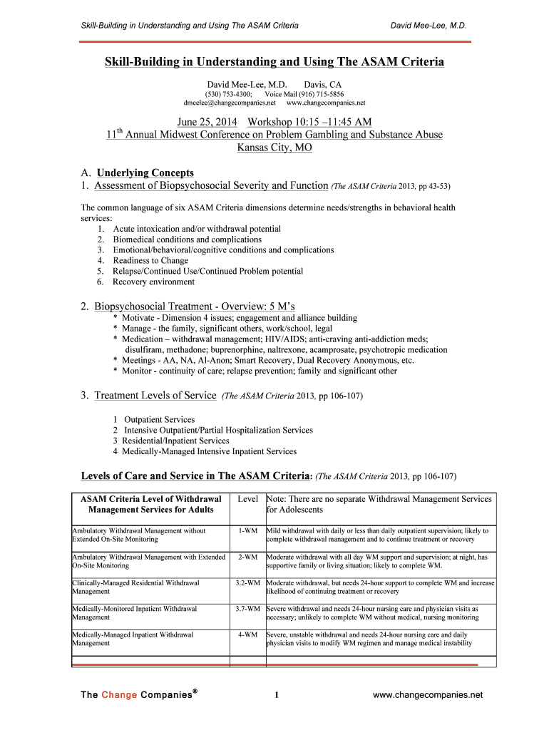 Fillable Online Skill-Building in Understanding and Using The ASAM ...