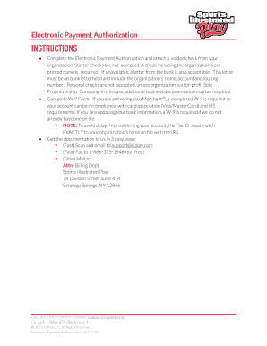 Fillable Online Electronic Payment Authorization INSTRUCTIONS Fax Email ...