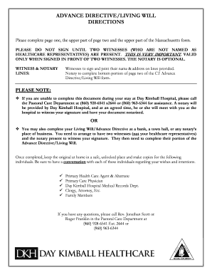 Fillable Online ADVANCE DIRECTIVE/LIVING WILL Fax Email Print - pdfFiller