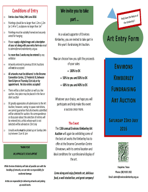 Fillable Online 3 Art Entry Form - benvironskimberleyorgaub Fax Email ...