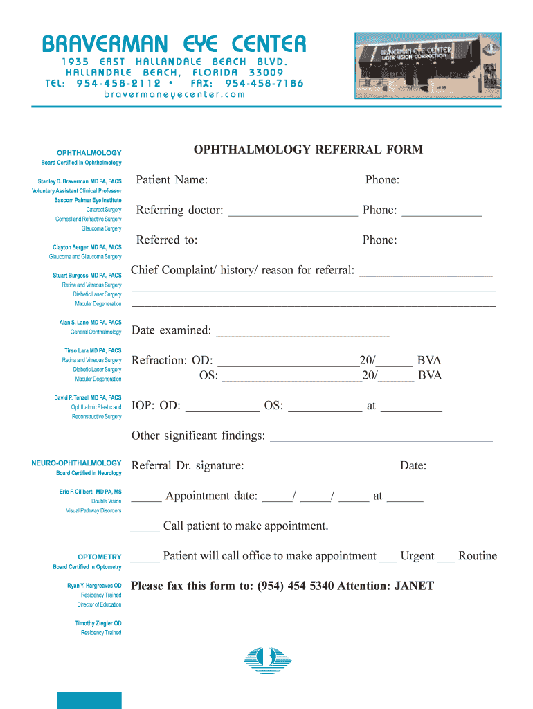 Fillable Online Ophthalmology Referral Form.pmd Fax Email Print - pdfFiller