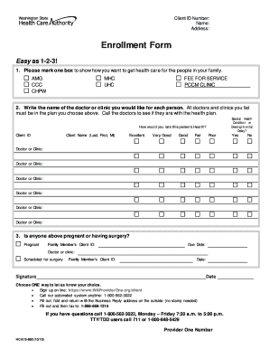 Fillable Online Enrollment Form - WA Fax Email Print - pdfFiller