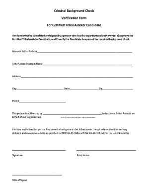 Fillable Online Criminal Background Check Verification Form For Certified Fax Email Print ...