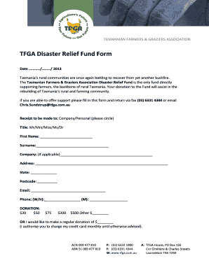 Fillable Online TFGA Disaster Relief Fund Form Fax Email Print - pdfFiller