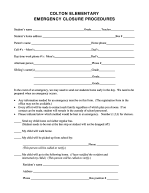 Fillable Online colton k12 or Emergency closure procedures 1 - Colton ...