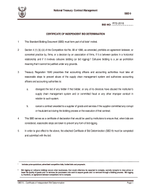 Fillable Online 6 SBD 9 bCertificateb of Independent Bid ...