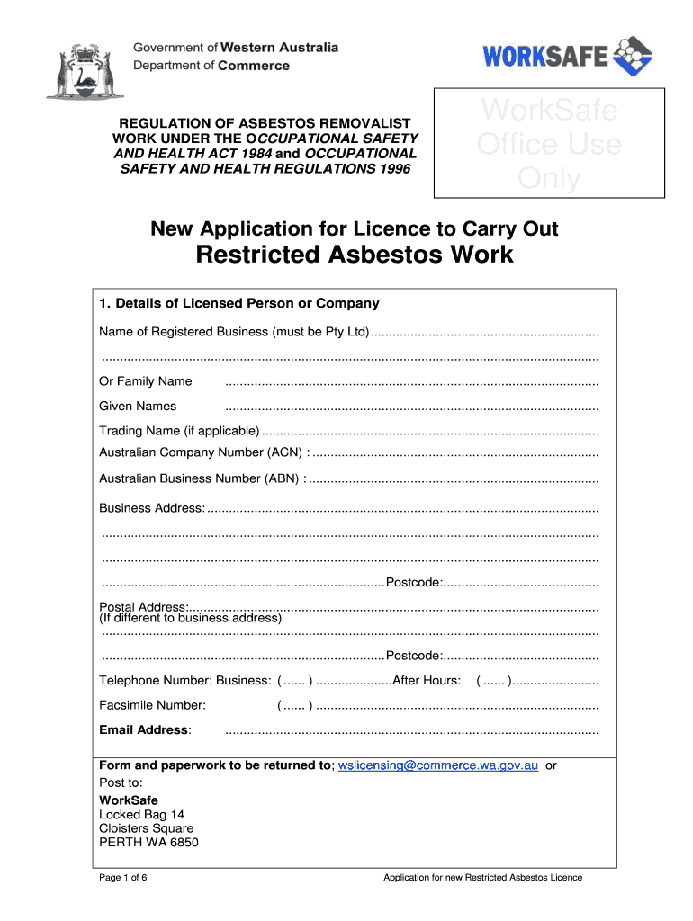 Fillable Online commerce wa gov New application for licence to carry ...