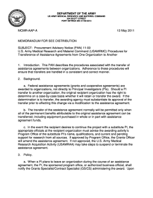 Fillable Online usamraa army MCMR-AAP-A 13 May 2011 MEMORANDUM FOR SEE ...