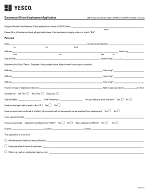 Fillable Online Commercial Driver Employment Application All drivers of ...