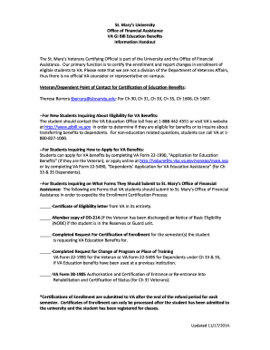Fillable Online stmarytx VA GI Bill Education Benefits - stmarytx Fax ...