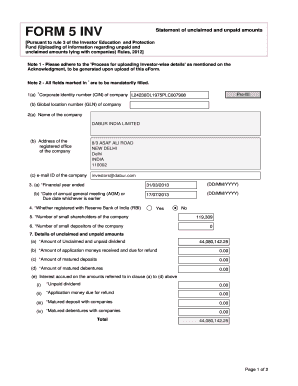 Fillable Online Page 1 of 2FORM 5 INV Pursuant to rule 3 of the ...