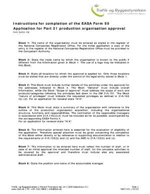 Fillable Online Instructions for completion of the EASA Form 50 ...