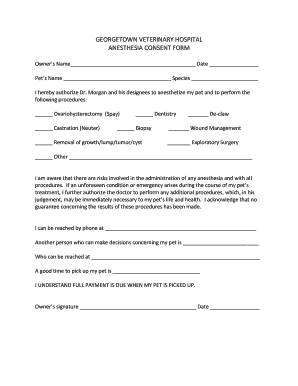 SURGICAL AND ANESTHETIC CONSENT Doc Template | pdfFiller