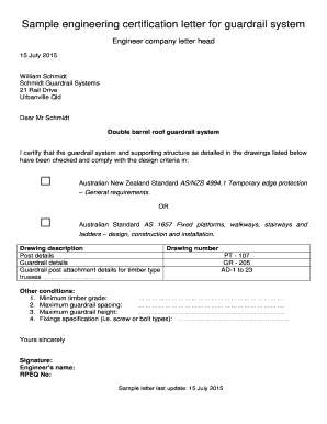 Fillable Online Sample engineering certification letter for guardrail ...