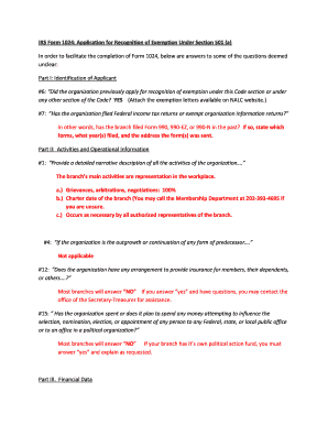 Fillable Online nalc BIRS Form 1024b Application for Recognition of ...