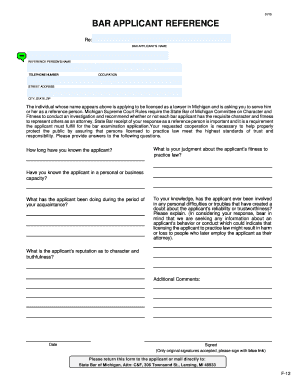 Fillable Online michbar F-12 Reference bFormb - bStateb bBarb of ...