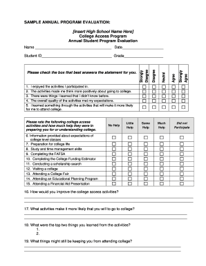 Fillable Online apps educationquest SAMPLE ANNUAL PROGRAM EVALUATION ...