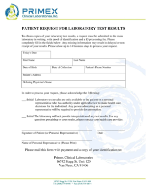 Fillable Online Patient Result Request Form Fax Email Print - pdfFiller