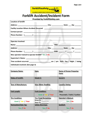 Fillable Online Forklift AccidentIncident Form - ForkliftSafetycom Fax ...
