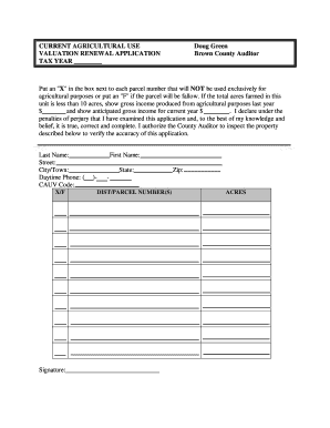Fillable Online browncountyauditor Current Agricultural Use Valuation ...