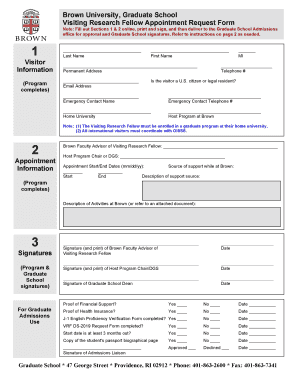 Fillable Online brown Visiting Research Fellow Appointment Request Form Fax Email Print - pdfFiller