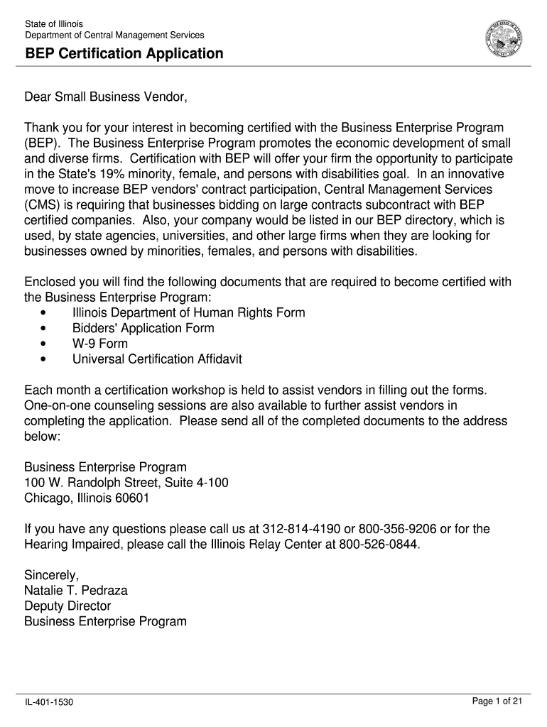 Fillable Online illinois BEP Certification Application - Illinoisgov ...