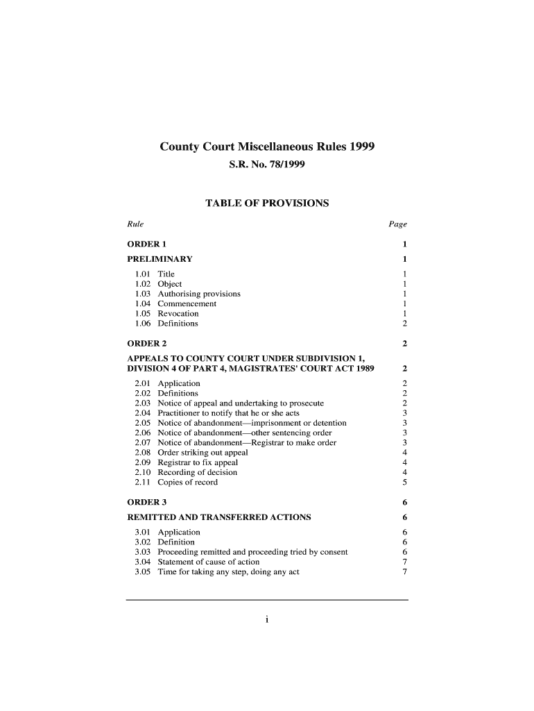 Fillable Online legislation vic gov County Court Miscellaneous Rules 1999 - Victorian ...