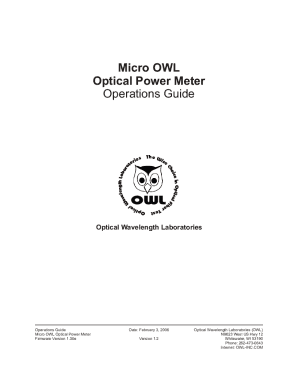 Fillable Online Micro OWL Optical Power Meter Operations Guide Fax ...