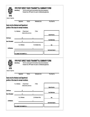 Fillable Online Transmittal summary forms - VFWNC Fax Email Print ...