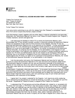 Fillable Online screensouth TAA Release Forms documentary ...