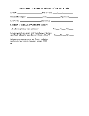 Fillable Online hahana soest hawaii UH Manoa Lab Safety Inspection ...