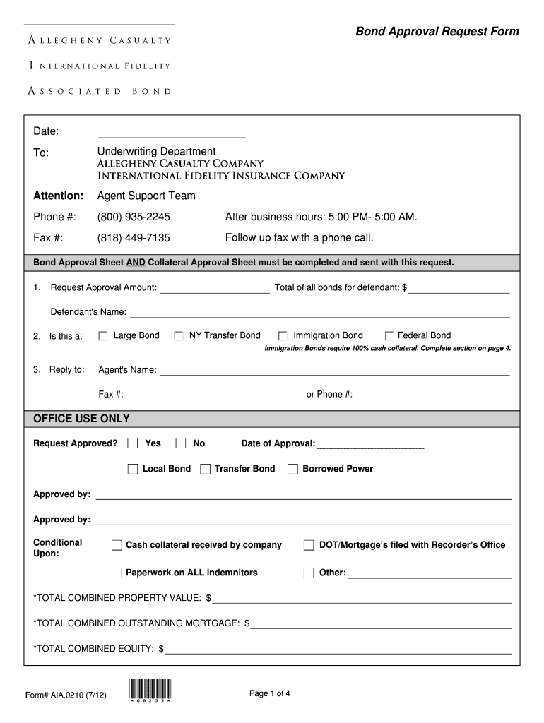 Fillable Online Bond Approval bRequestb Form - Idaho Fast Bail Bonds ...