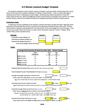 Fillable Online 4-H Market Livestock Budget Template Fax Email Print ...