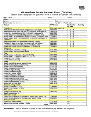 Fillable Online communitypharmacy scot nhs Gluten-Free Foods Request ...