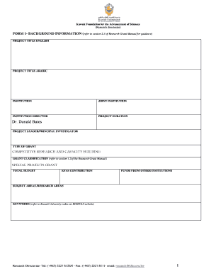 Fillable Online rdo gust edu FORM 1- BACKGROUND INFORMATION ...