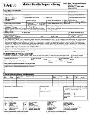 Fillable Online BBoeingb Medical Benefits Claim Instructions - Aetna ...