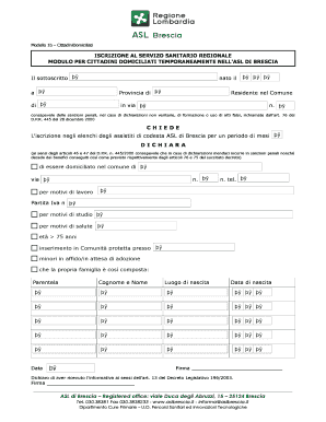 Compilabile Online aslbrescia ISCRIZIONE AL SERVIZO SANITARIO REGIONALE ...