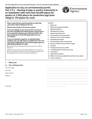 Fillable Online Form EPC pplication to ar an environmenta permit Part ...