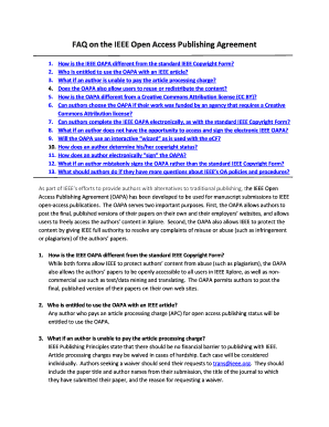 Fillable Online FAQ on the IEEE Open Access Publishing Agreement Fax ...