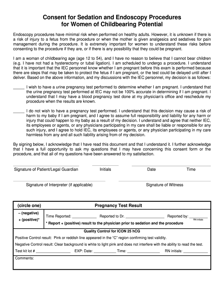 Fillable Online Pregnancy Consent Form Updated 7-24-14 Fax Email Print ...