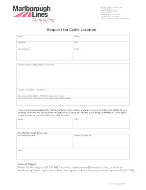 Fillable Online marlboroughlines co Request for Cable Locationdocx Fax ...