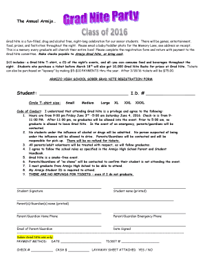 Fillable Online GRAD NITE PARTY Fax Email Print - pdfFiller
