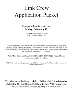 Fillable Online Link Crew Application Packet - gilbertschoolsnet Fax ...