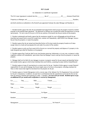 Fillable Online Form02 Pet Lease Fax Email Print - pdfFiller
